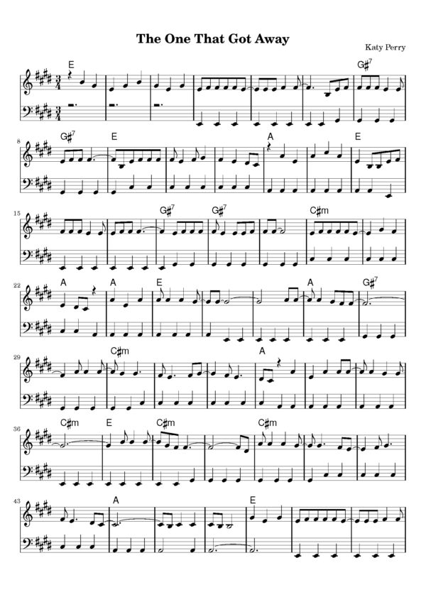 The One That Got Away Piano Chords